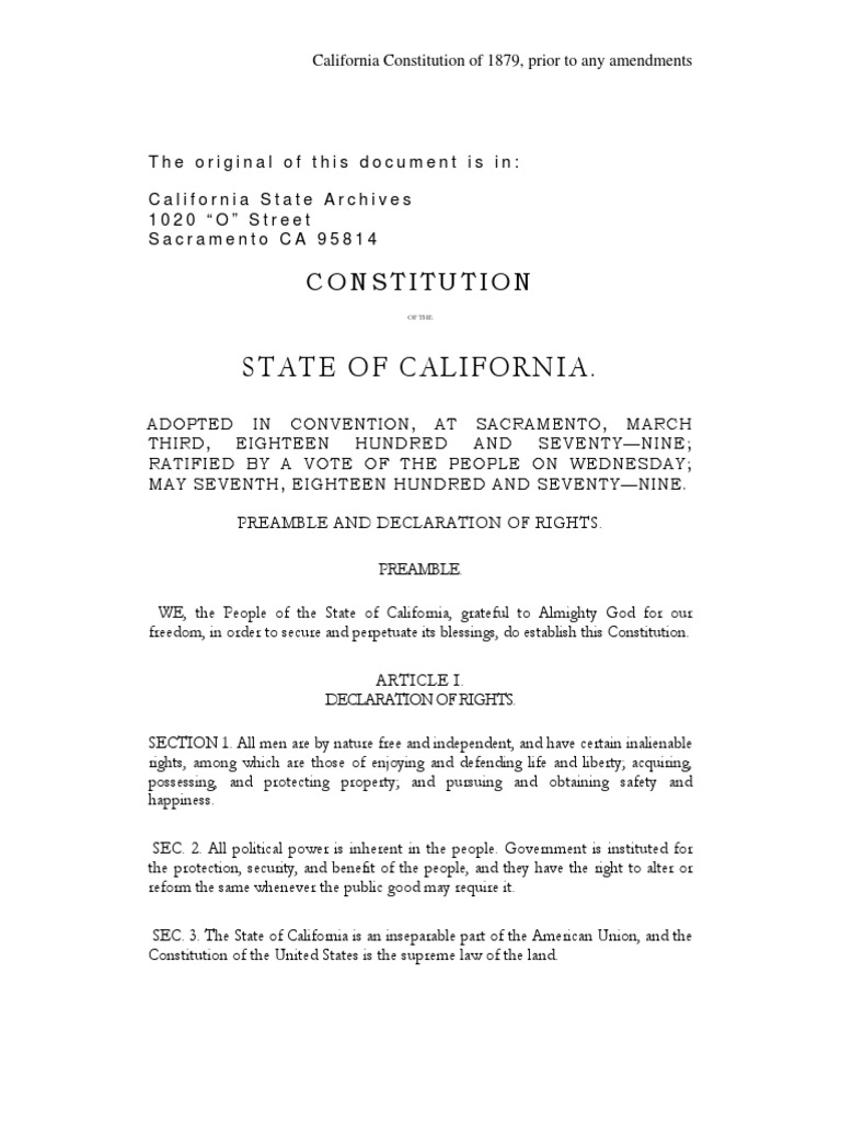 California Constitution | PDF | United States Constitution | United ...