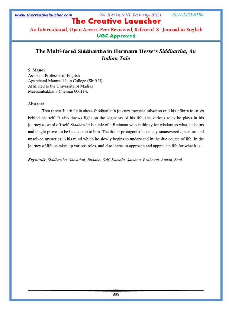 338-345 The Multi-Faced Siddhartha in Hermann Hesse's Siddhartha, An ...