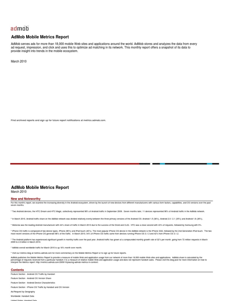 Admob Mobile Metrics Report | PDF | Android (Operating System) | Ios