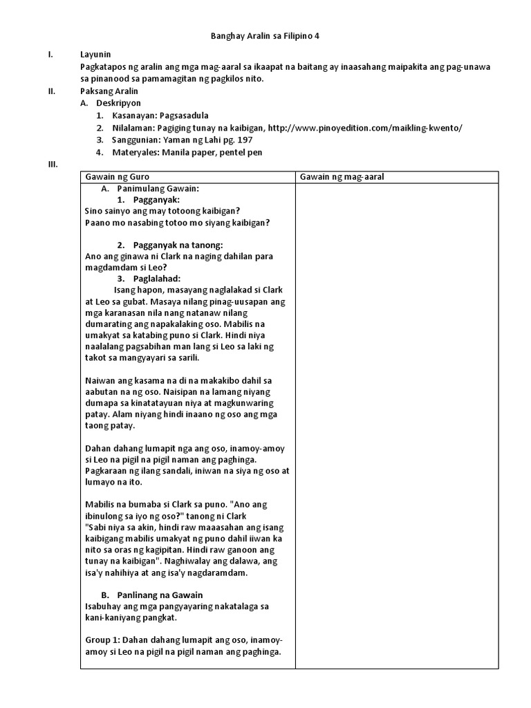 Dokumen - Tips - Detailed Lesson Plan in Filipino 4 | PDF
