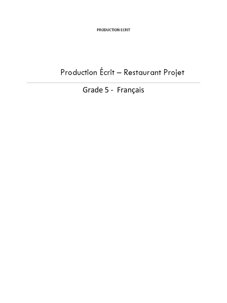 Grade 5 French Writing Skills | PDF | Menu | Communication