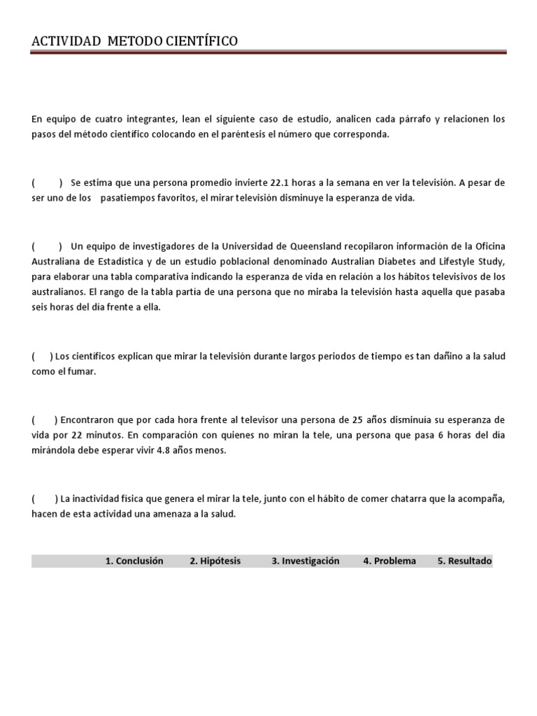 Actividad Metodo Científico