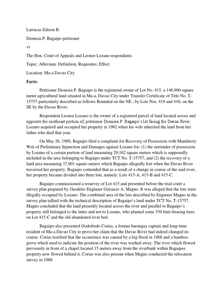 Bagaipo Vs CA | PDF | River | Erosion