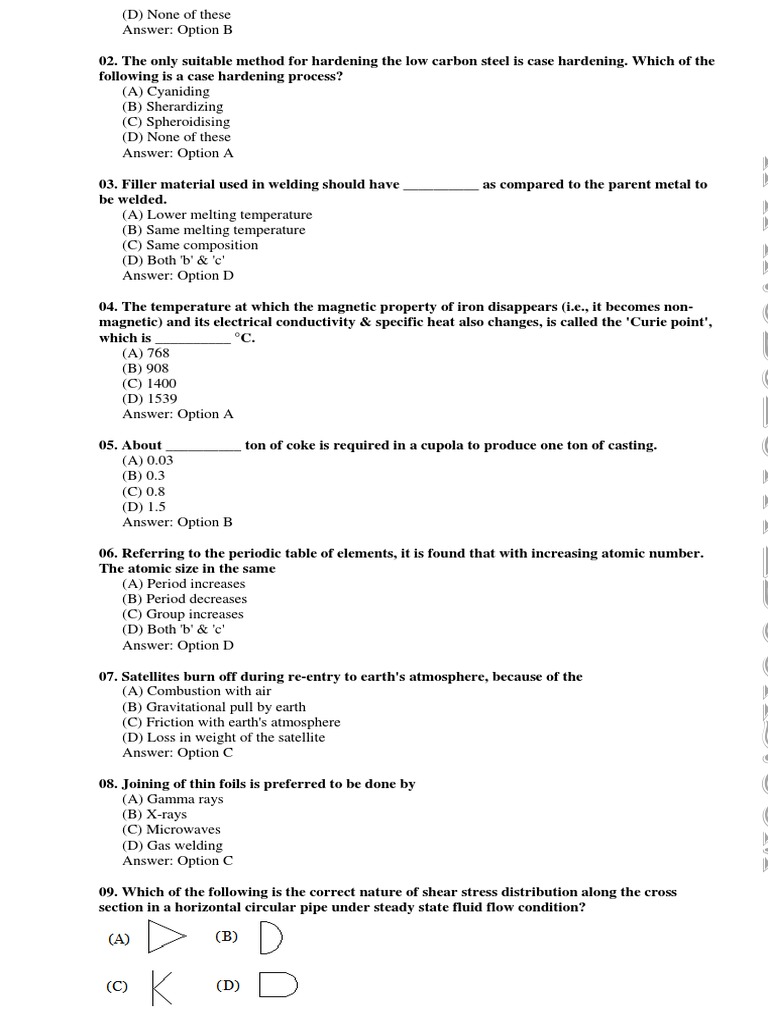 Multiple Choice Questions on Metallurgy, Materials Science and ...