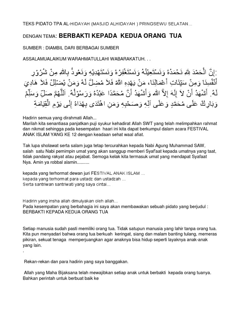 Berbakti Kepada Kedua Orang Tua | PDF