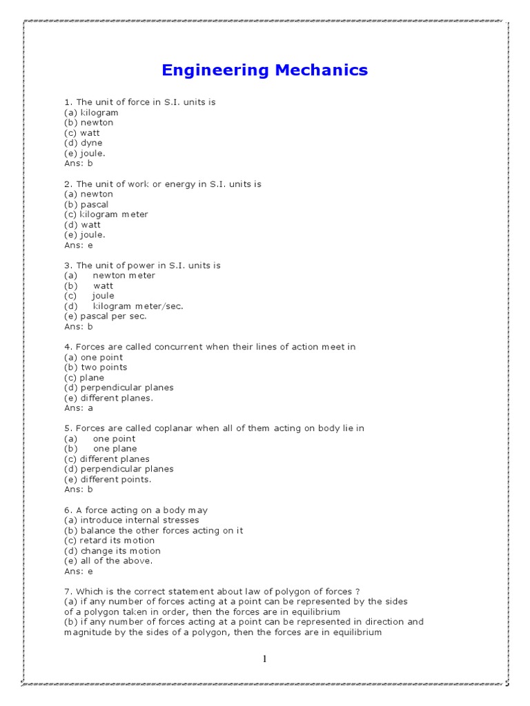 Engineering Mechanics PDF | PDF | Friction | Lever