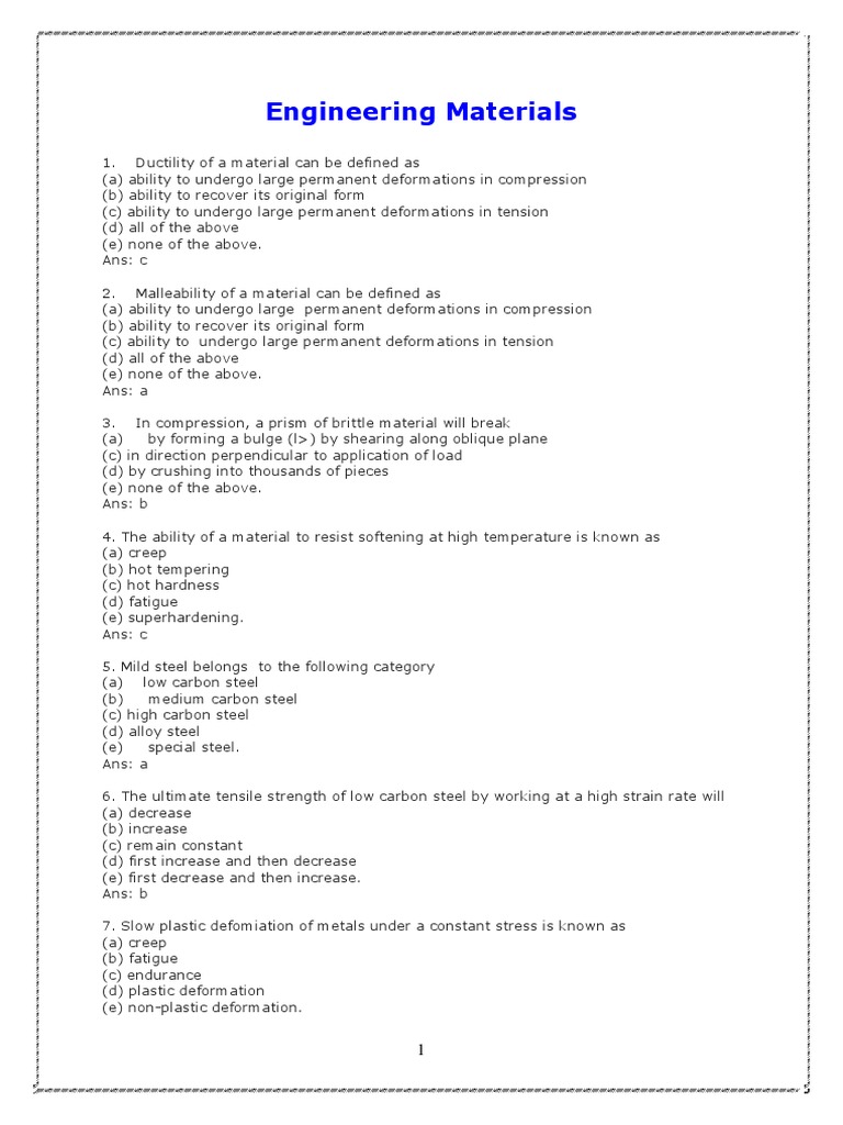 Engineering Materials PDF | PDF | Cast Iron | Deformation (Engineering)