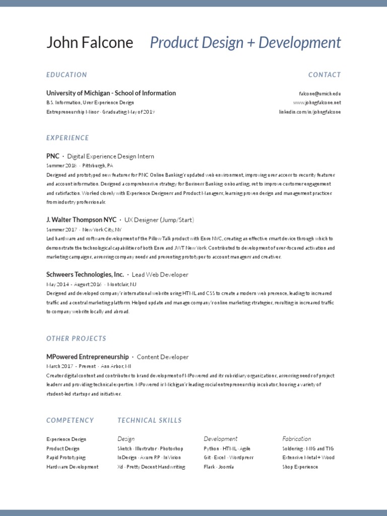 Johnny Falcone: UX & Design Experience | PDF | Software Development ...