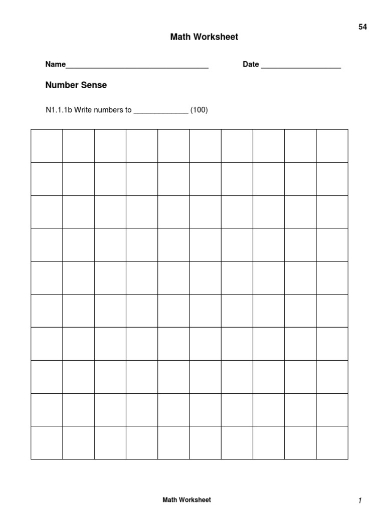 Math Worksheet: N1.1.1b Write Numbers To | PDF | Worksheet | Teaching ...