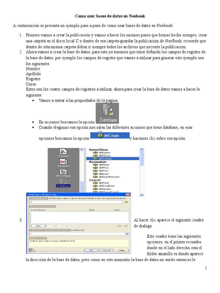 Como Usar Bases de Datos en Neobook | Descargar gratis PDF | Point and Click | Archivo de ...
