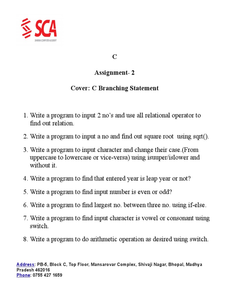 2 - C Branching Assignment | PDF