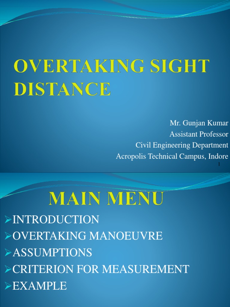 Safe Overtaking Sight Distance Guide | PDF