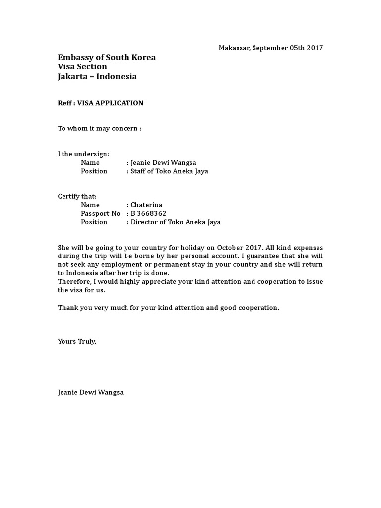 Surat Sponsor Visa Korea | PDF