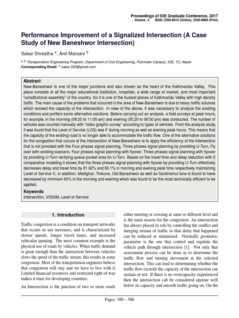 Performance Improvement of A Signalized Intersection (A Case Study of ...
