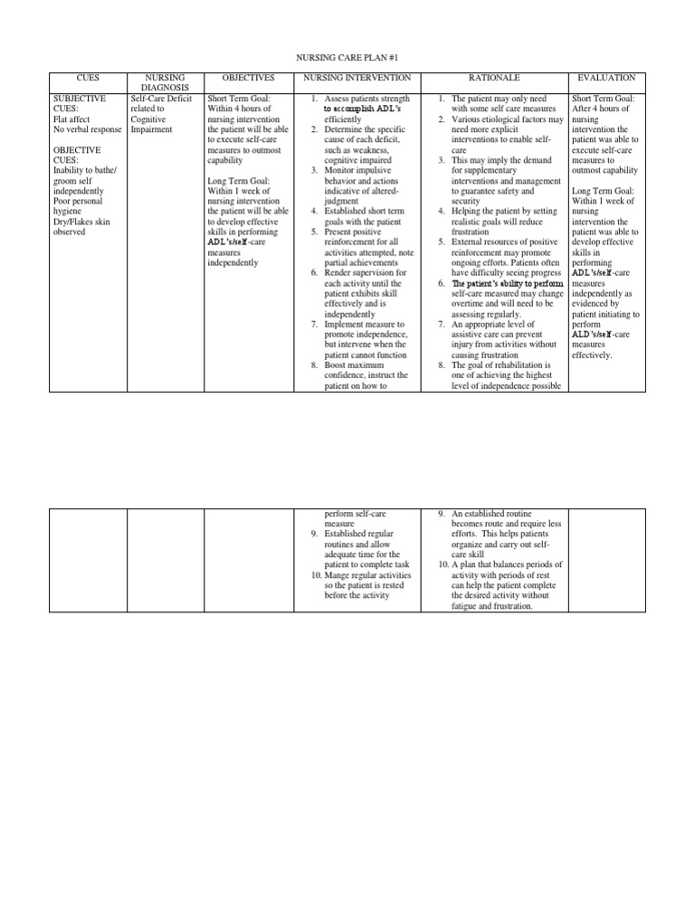 Nursing Care Plan Balnk | PDF | Action (Philosophy) | Behavior Modification