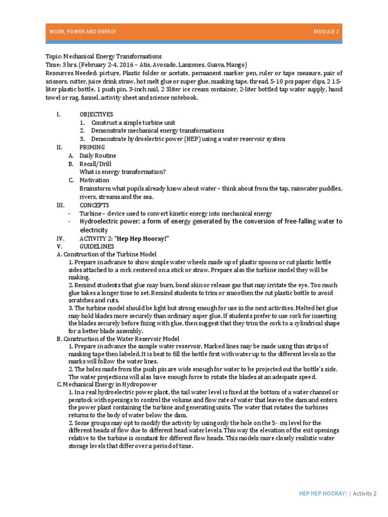 Mechanical Energy Transformations | PDF | Hydroelectricity | Water