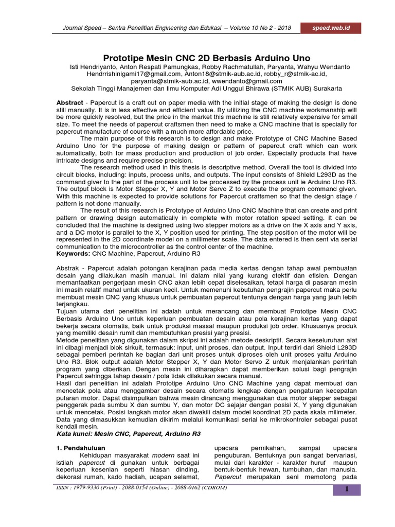 Prototipe Mesin CNC 2D Berbasis Arduino Uno | PDF