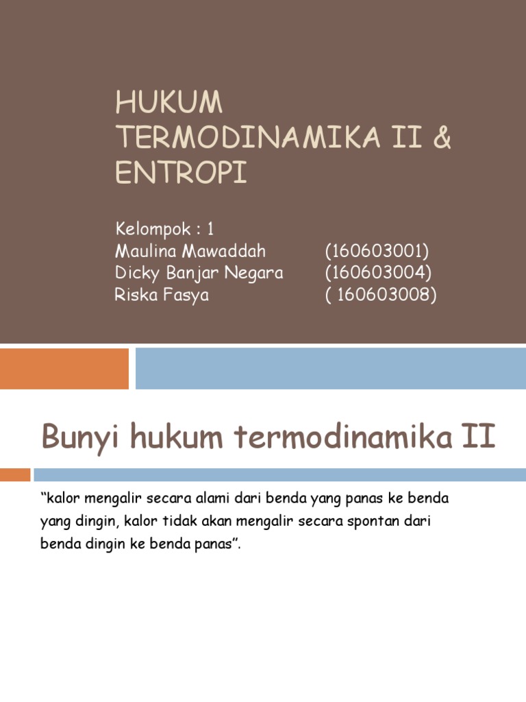 Hukum Termodinamika II & Entropi | PDF