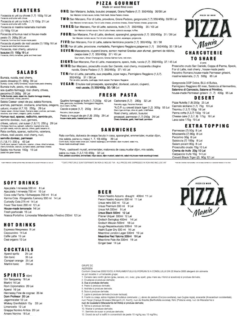 Gourmet Pizza Menu | PDF