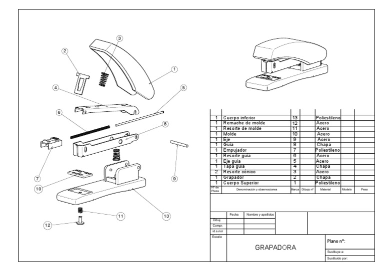 Anatomía De Una Grapadora Grapadora