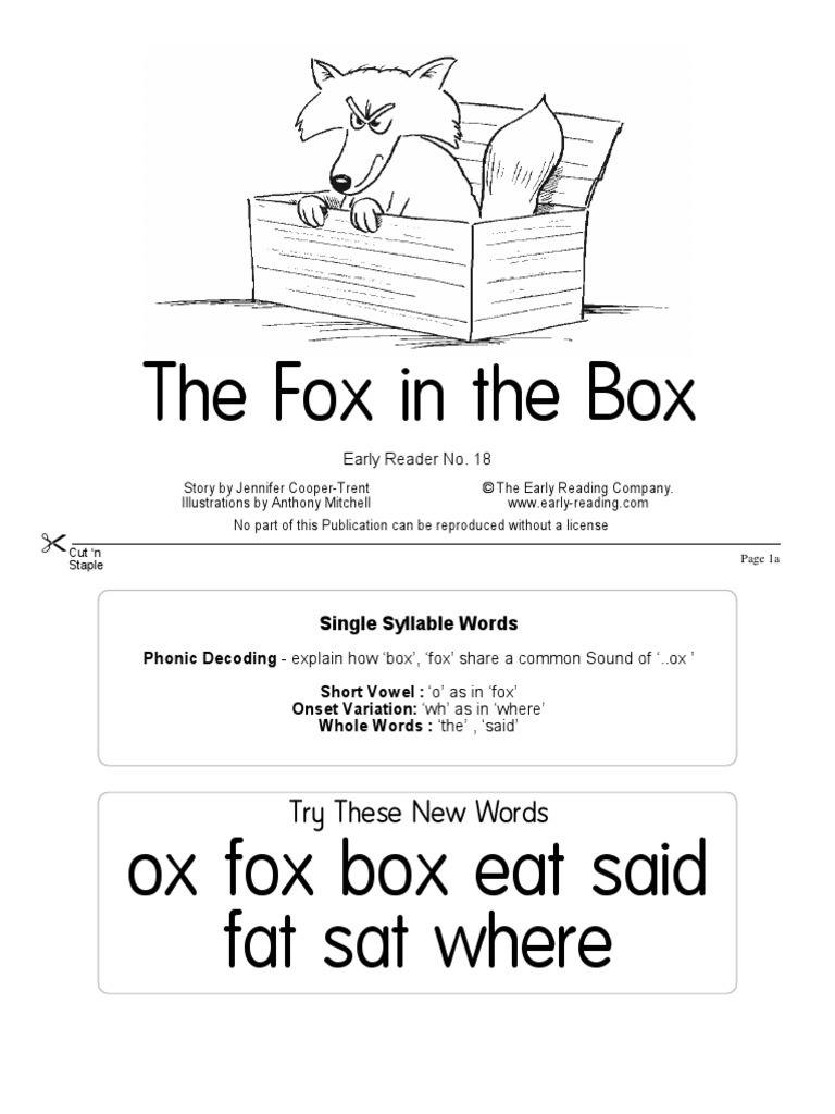 Early Reading 18 - The Fox in The Box | PDF | Syllable | Philology