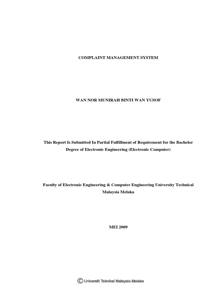 Complaint Management Systems PDF | PDF | Thesis | Databases