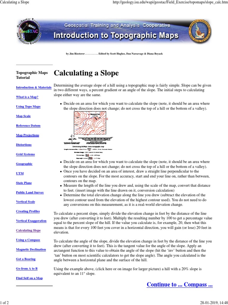 Calculating A Slope: Topographic Maps Tutorial | PDF | Slope | Contour Line