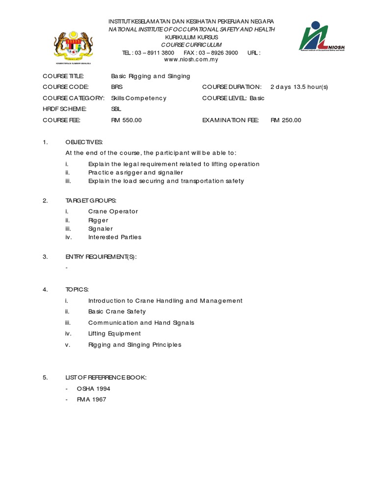 Basic Rigging And Slinging Course Pdf Technology Engineering