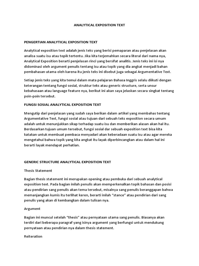 Analytical Exposition Text | PDF | Pengembangan Diri