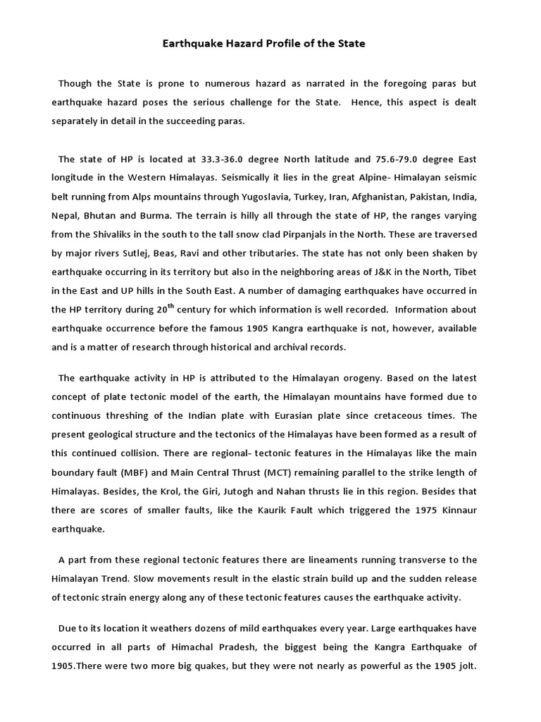 Kangra Earthquake of 1905 Overview | PDF | Earthquakes | Himalayas