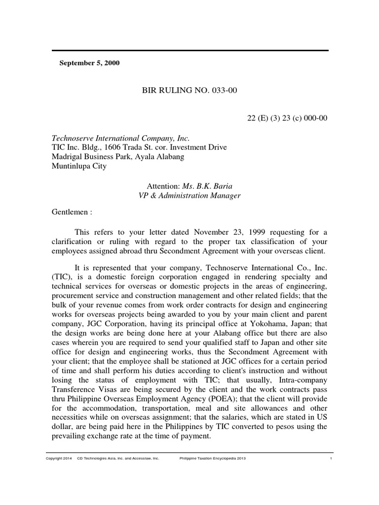 BIR Ruling 033 00 PDF | PDF | Taxation In The United States | Taxes
