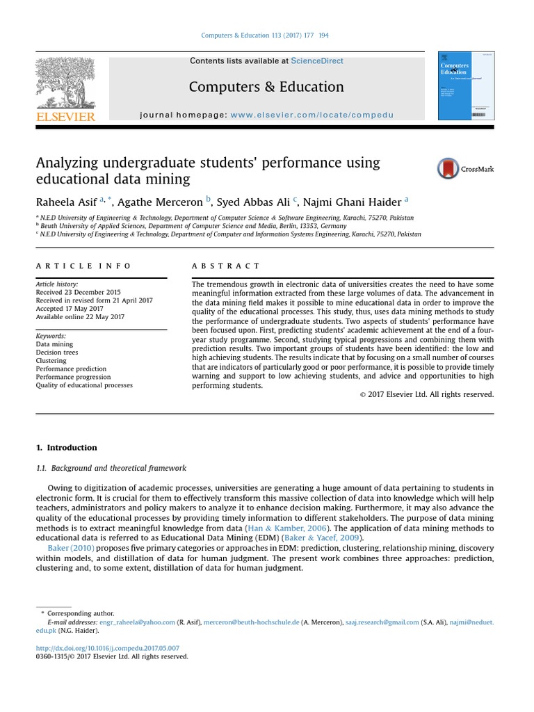 Analyzing Undergraduate Students' Performance Using Educational Data ...