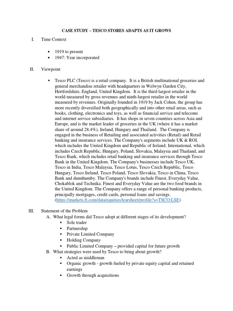 Case Study - Tesco | PDF | Tesco | Retail