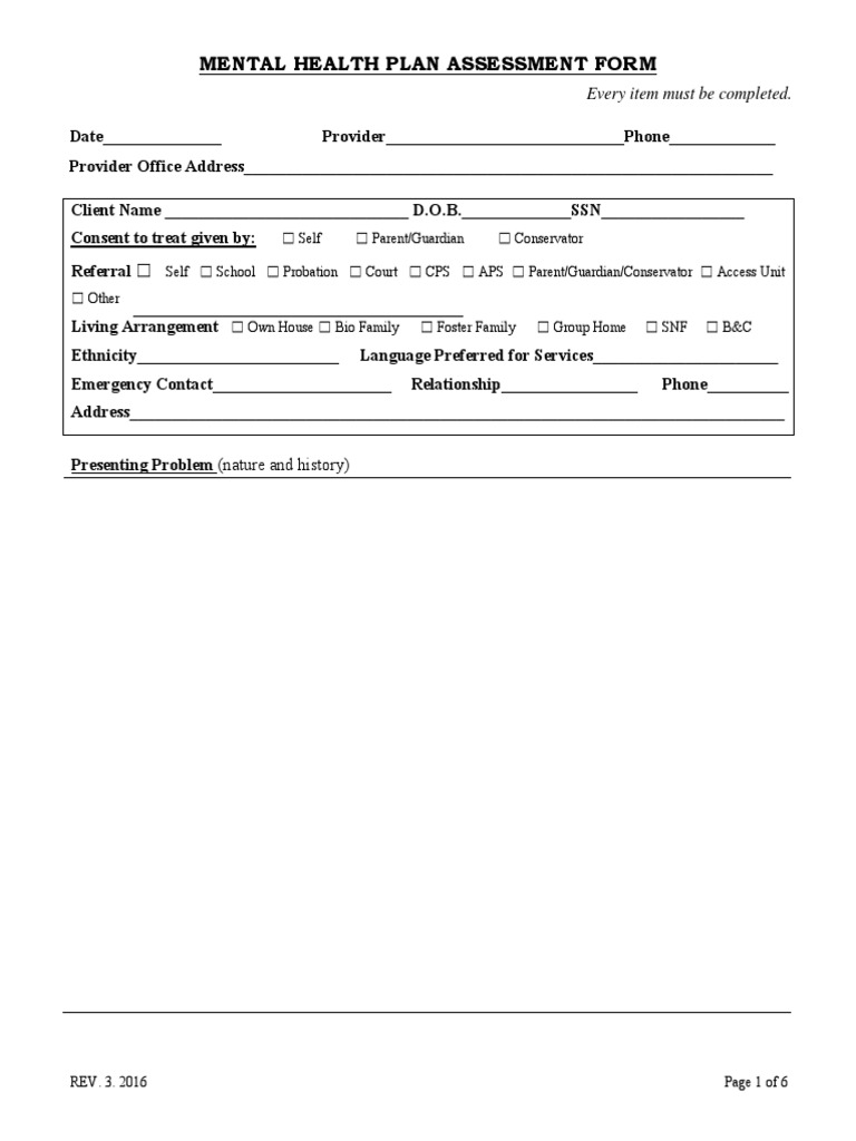 Adult Intake Form | PDF | Mental Disorder | Substance Abuse