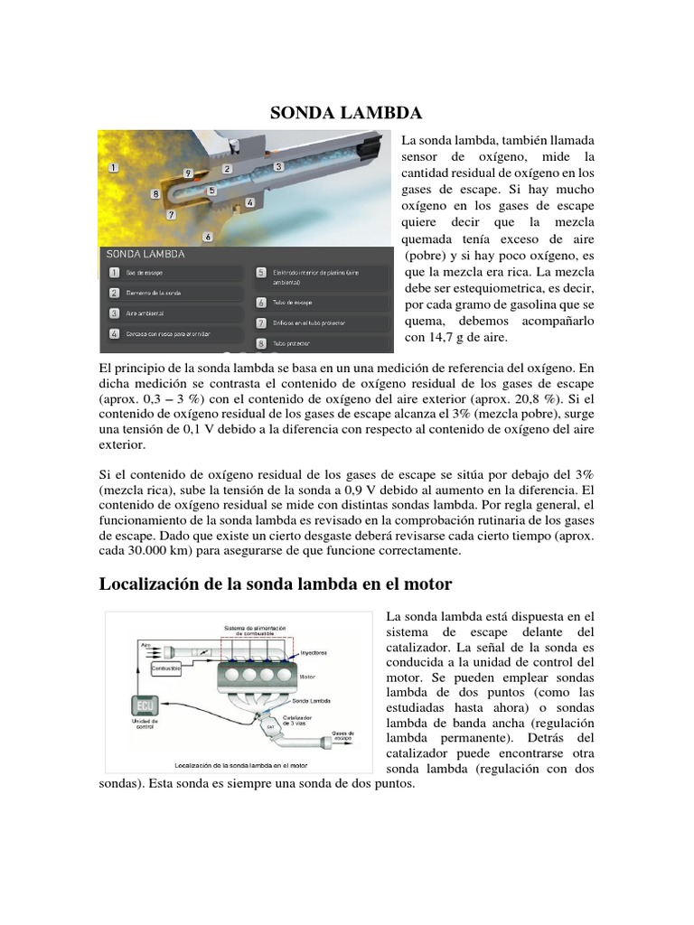 Sonda Lambda Informe Parte Funcionamiento | Sustancias químicas | Materiales