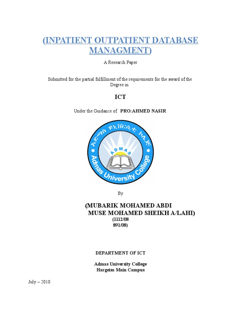 Inpatient Outpatient Database Management | PDF | Microsoft Visual ...