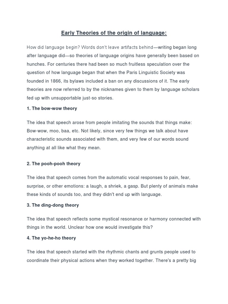 Theories of The Origin of Language | PDF | Origin Of Language | Speech