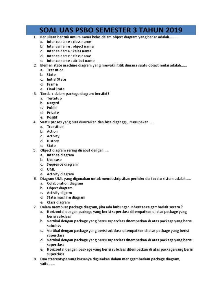 Soal UAS PSBO Semester 3 | PDF | Komputer