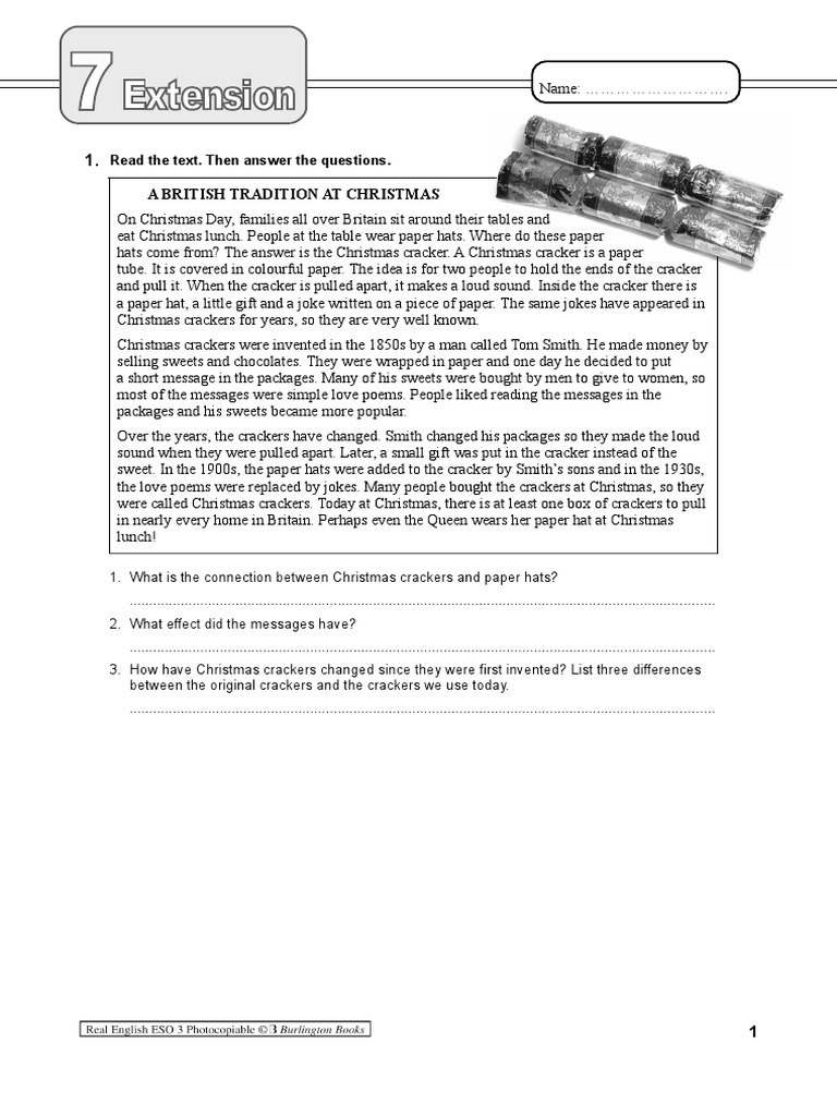 A British Tradition at Christmas: Read The Text. Then Answer The ...