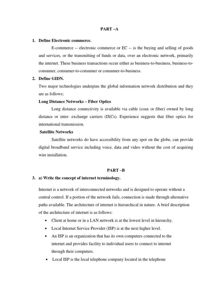 E-Commerce Answer Set - I | PDF | Router (Computing) | Computer Network