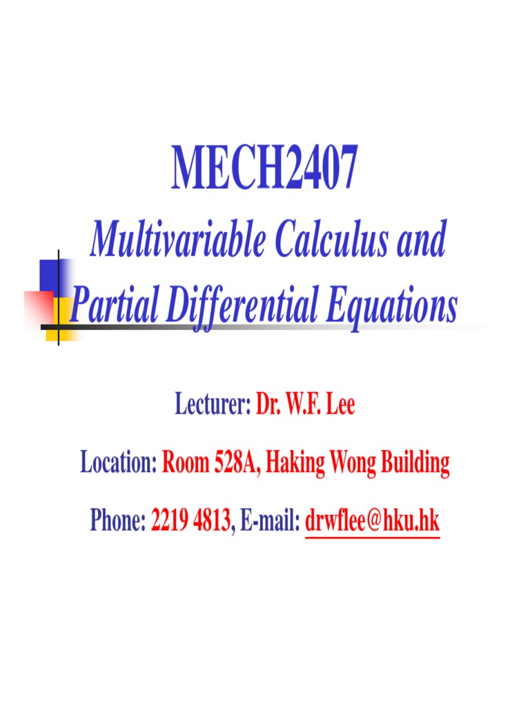 MECH2407 (Advanced Calculus Part I) | PDF | Derivative | Function ...