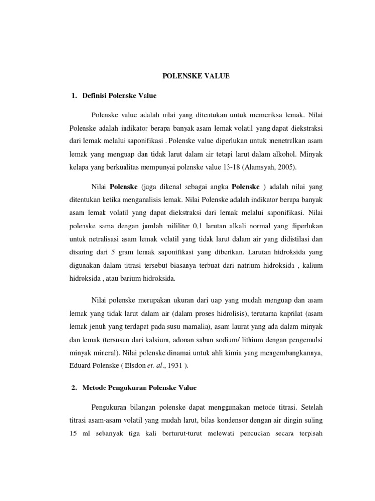 Definisi Polenske Value | PDF