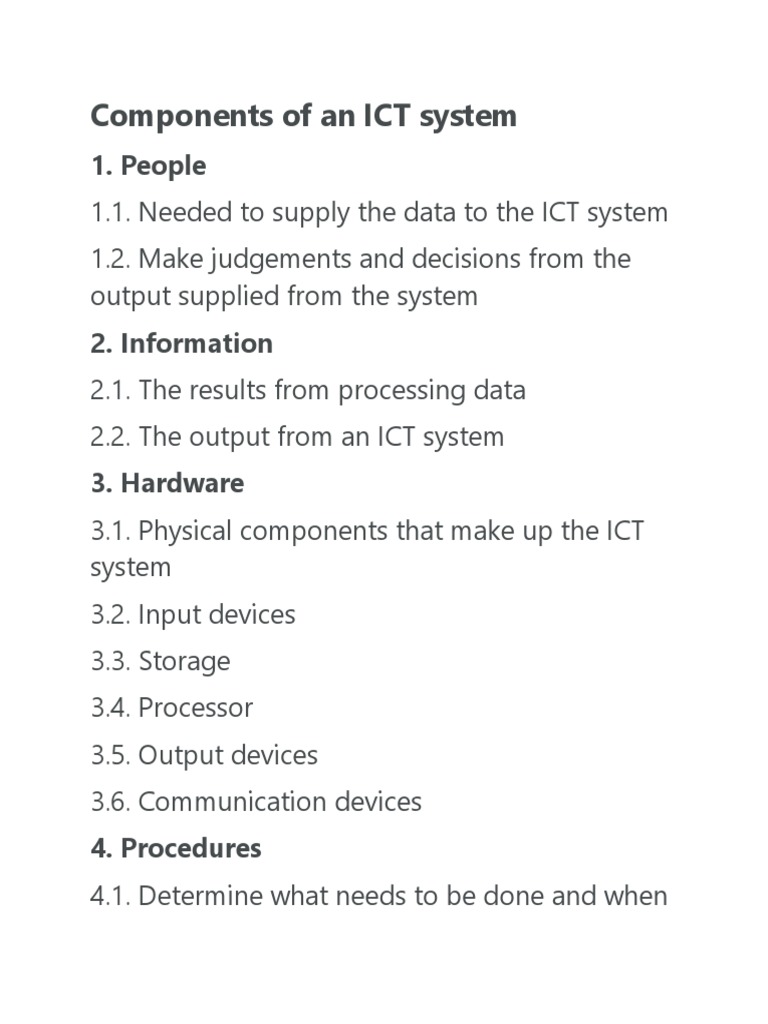 Components of An ICT System | PDF