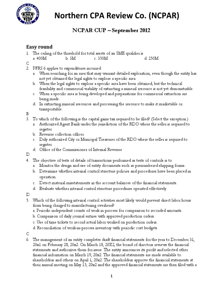 Ncpar Cup 2012 | Download Free PDF | Goodwill (Accounting ...