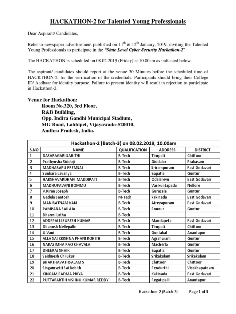 Mail Students Hackathon 2 Batch 3 08022019 | PDF