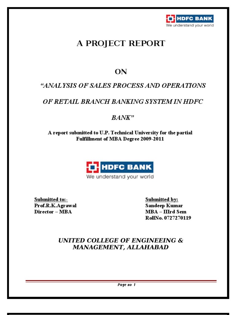 HDFC Bank Retail Sales Process Analysis | PDF | Debit Card | Bond ...