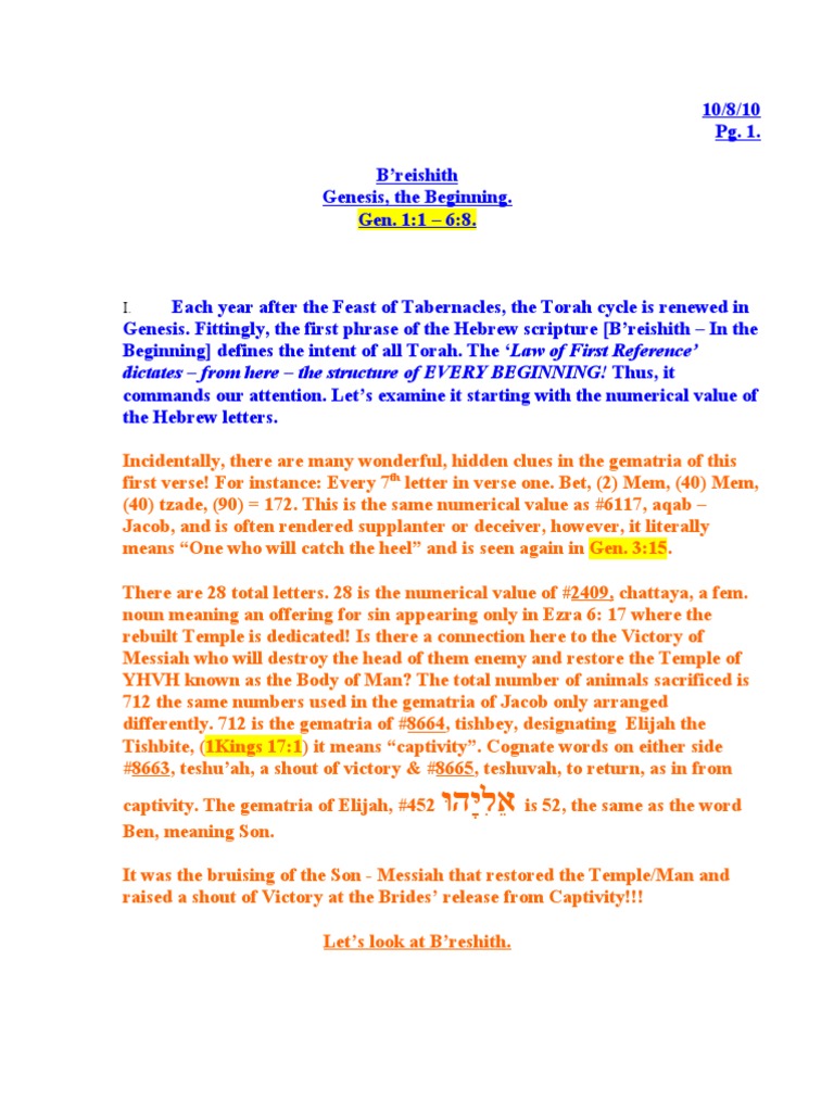 Bereishit | PDF | Book Of Genesis | Torah