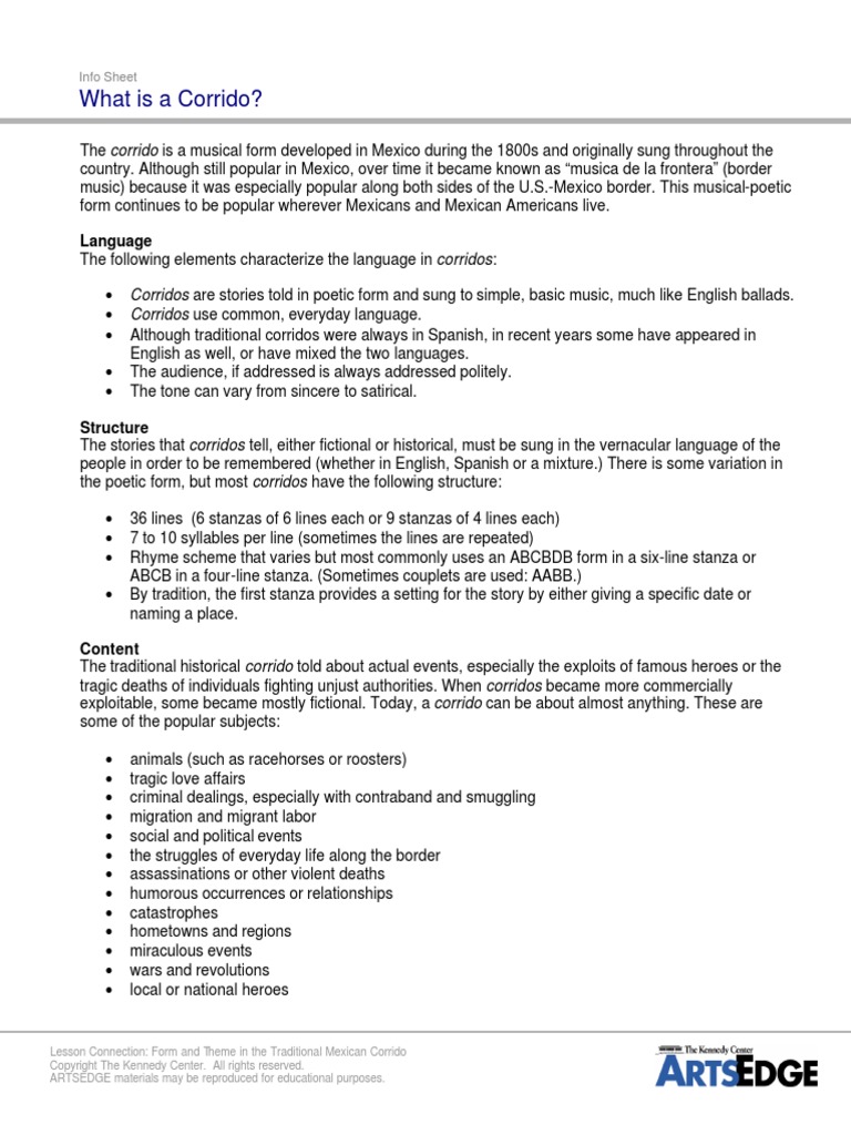 Form and Theme Mex Cor What Is A Corrido | PDF | Corrido | Poetry