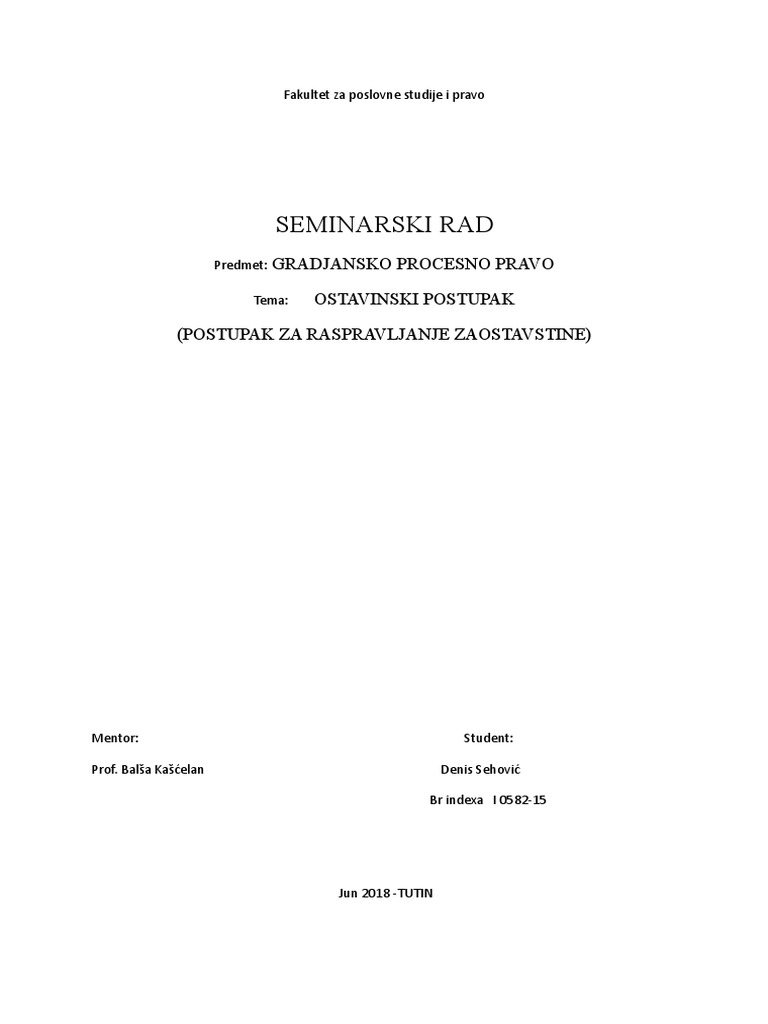 Građansko Procesno Pravo Ostavinski Postupak | PDF