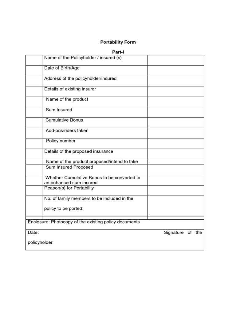 Portability Form | PDF